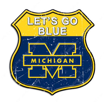 Lets Go Blue Michigan Vinyl Sticker Decal