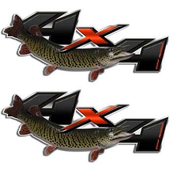 Muskie Fishing 4x4 Truck Decal Muskellunge Sticker