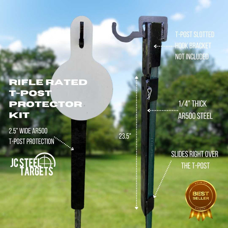 Rifle Rated AR500 Steel T Post Protector - Kit
