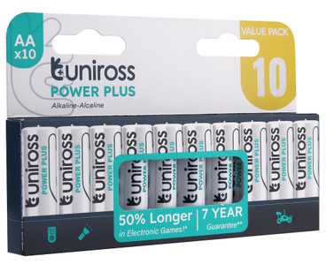 Uniross Power Plus AA Alkaline Batteries. 10 Pack