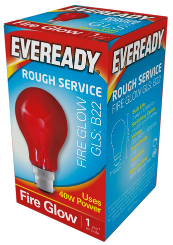 Eveready Fireglow Flame Effect GLS B22 Bayonet Red Light Bulb