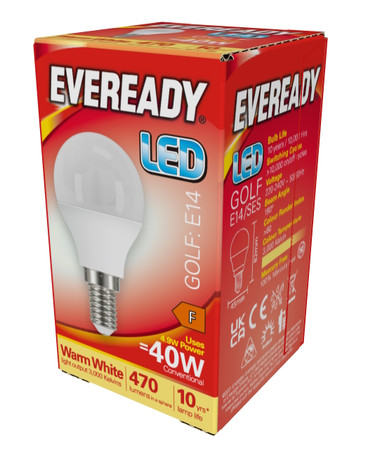 Eveready LED Golf Light Bulb E14 SES 4.9w (40w) 470 Lumens Warm White ...