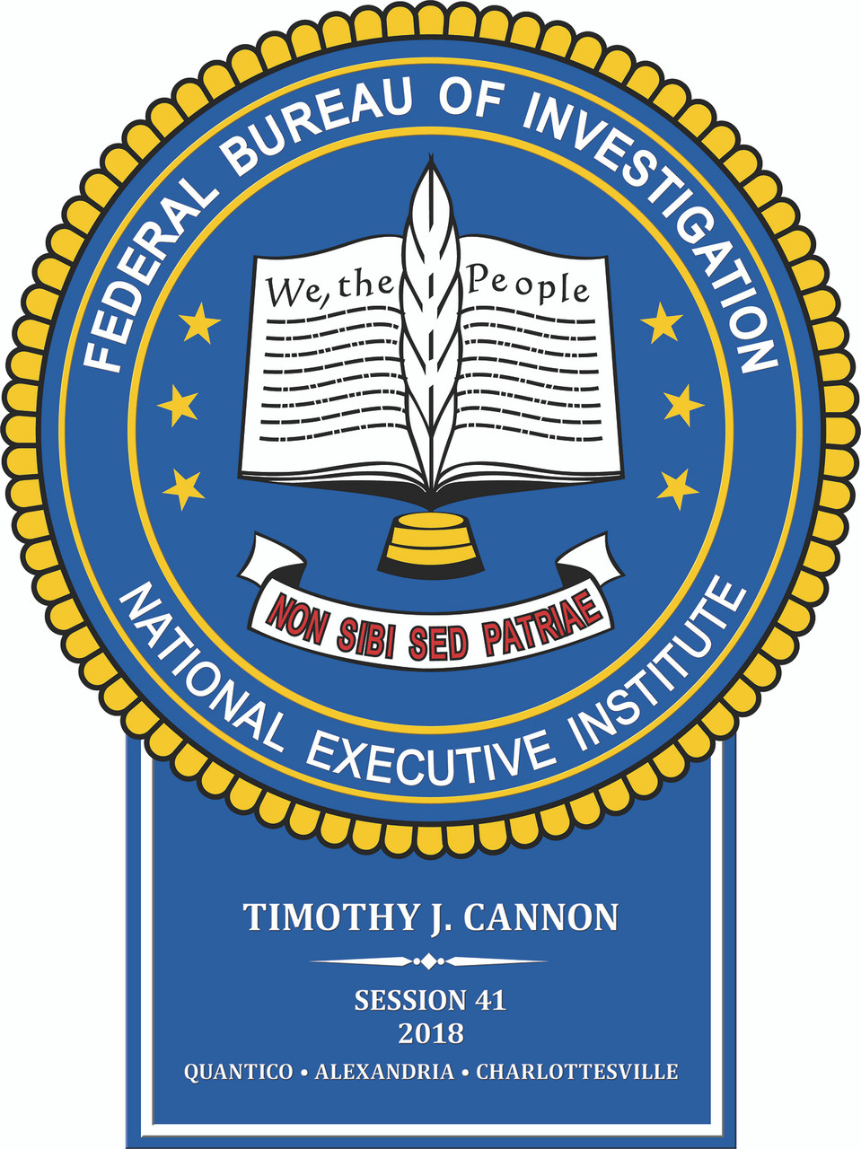 FBI NEI PERSONALIZED PLAQUE WITH TAB