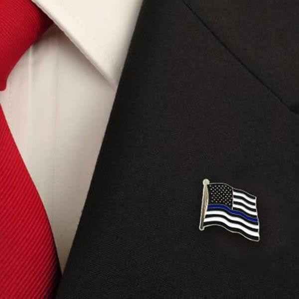 Thin Blue Line American Flag Pin