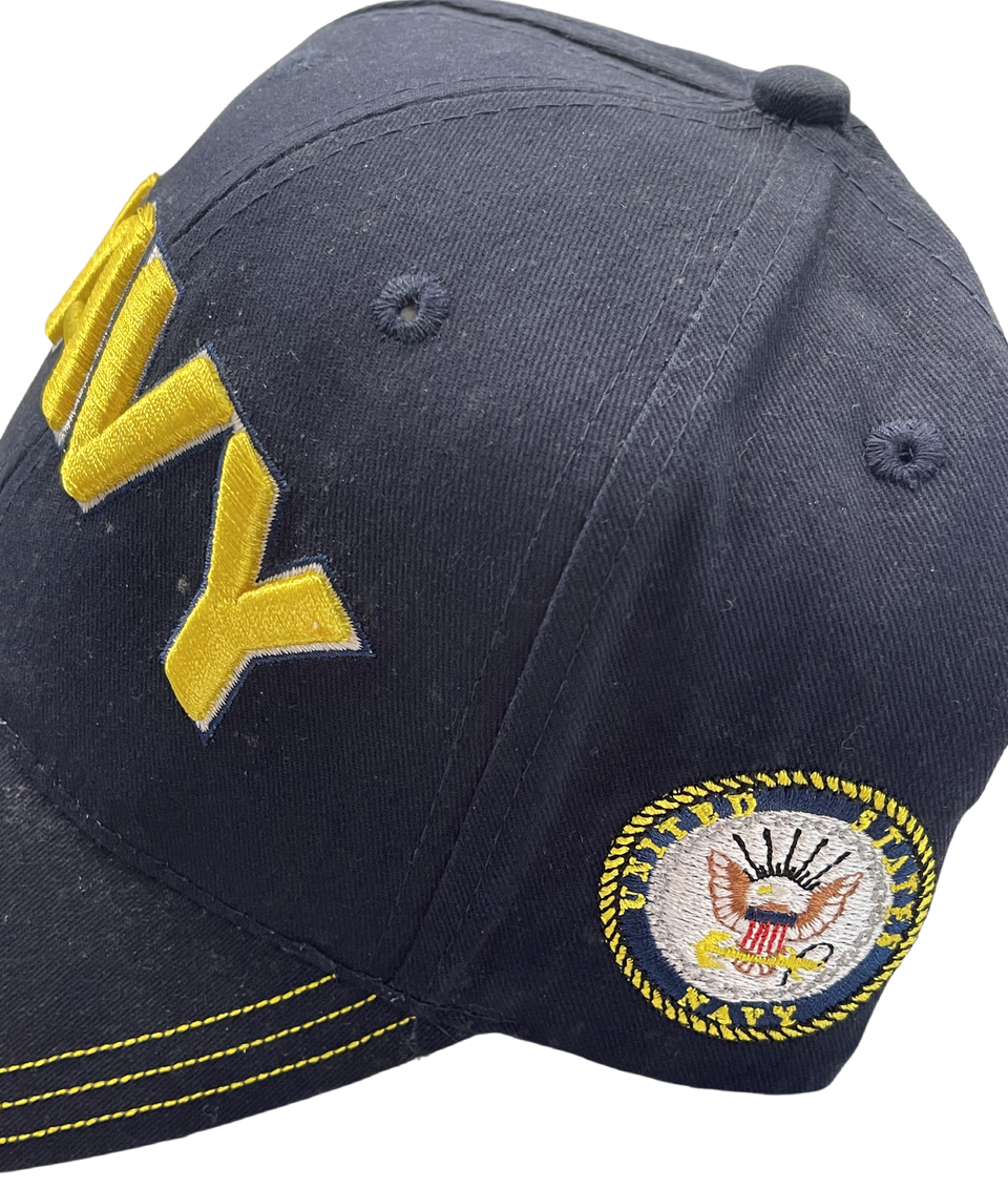NAVY BOLD LETTERS SIDE NAVY SEAL BLACK HAT