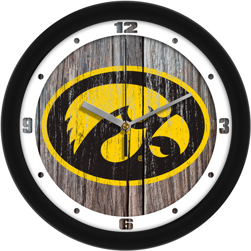 Iowa Hawkeyes - Weathered Wood Team Wall Clock - ChiefMart-CopBay ...