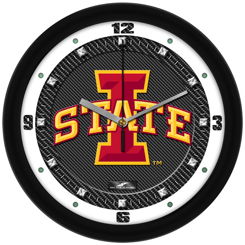 Iowa State Cyclones - Carbon Fiber Textured Team Wall Clock - ChiefMart ...