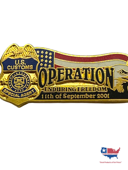 CUSTOMS ENDURING FREEDOM LAPEL PIN