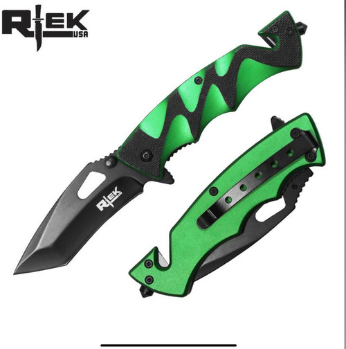 Black & Green 4.5" ASSIST-OPEN RESCUE KNIFE