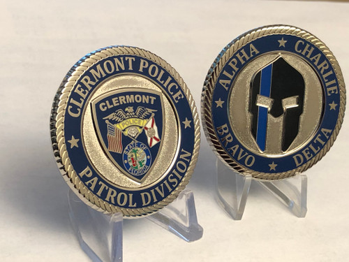CLERMONT POLICE PATROL DIVISION CHALLENGE COIN HUGE 2 INCH COIN