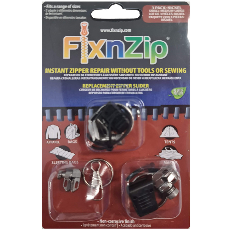 Fix N Zip Instant Zipper Repair Kit 3 pack (S,M,LGE)| Outdoors Warehouse