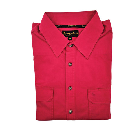 Burke & Wills Mens Deep Pink Capricorn Work Shirt | Outdoors Warehouse