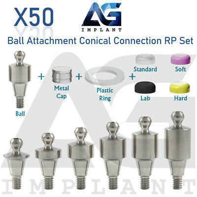 50 Ball Attachment Abutment Set Rp Conical Connection Titanium Dental ...