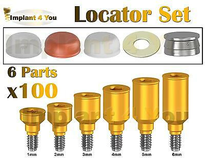 X100 Locator Set Abutment Dental Implant Titanium Internal Hex Lab Caps ...