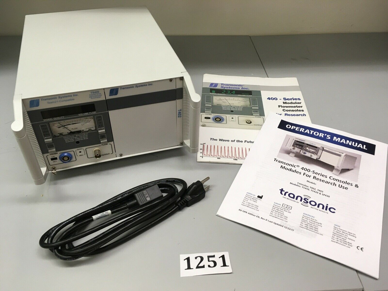 Transonic T402 + TS420 Flow Meter Research Console, Flowmeter + Manual ...