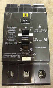 Square D Edb34015 Circuit Breaker 3 Pole 15 Amp 480 Volt 18 Aic Rated ...