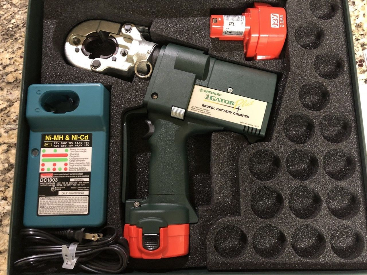 GREENLEE GATOR EK22GL BATTERY POWERED CRIMPER CRIMPING TOOL