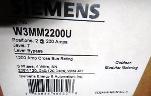Siemens Outdoor Modular Meter Panel W3Mm2200U 3 Phase, 1200 Amp, 208, 4 ...