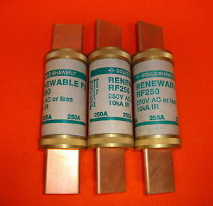 3 Gould Shawmut Fuse RF250 Reable 250 Volt RF-250 TR250R FRN-R-250 ...