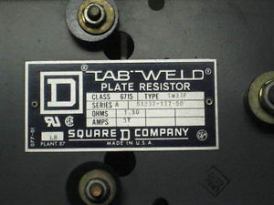 Square D Tab Weld Field Discharge Resistor 6715Tw37F Used - SPW Industrial
