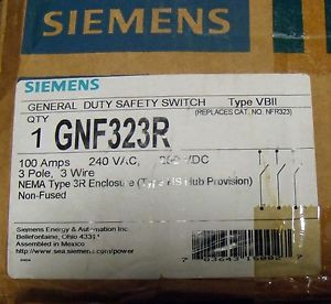 Siemens Safety Switch Disconnect 100 Amp Cat# Gnf323R 3R Outdoor New In ...