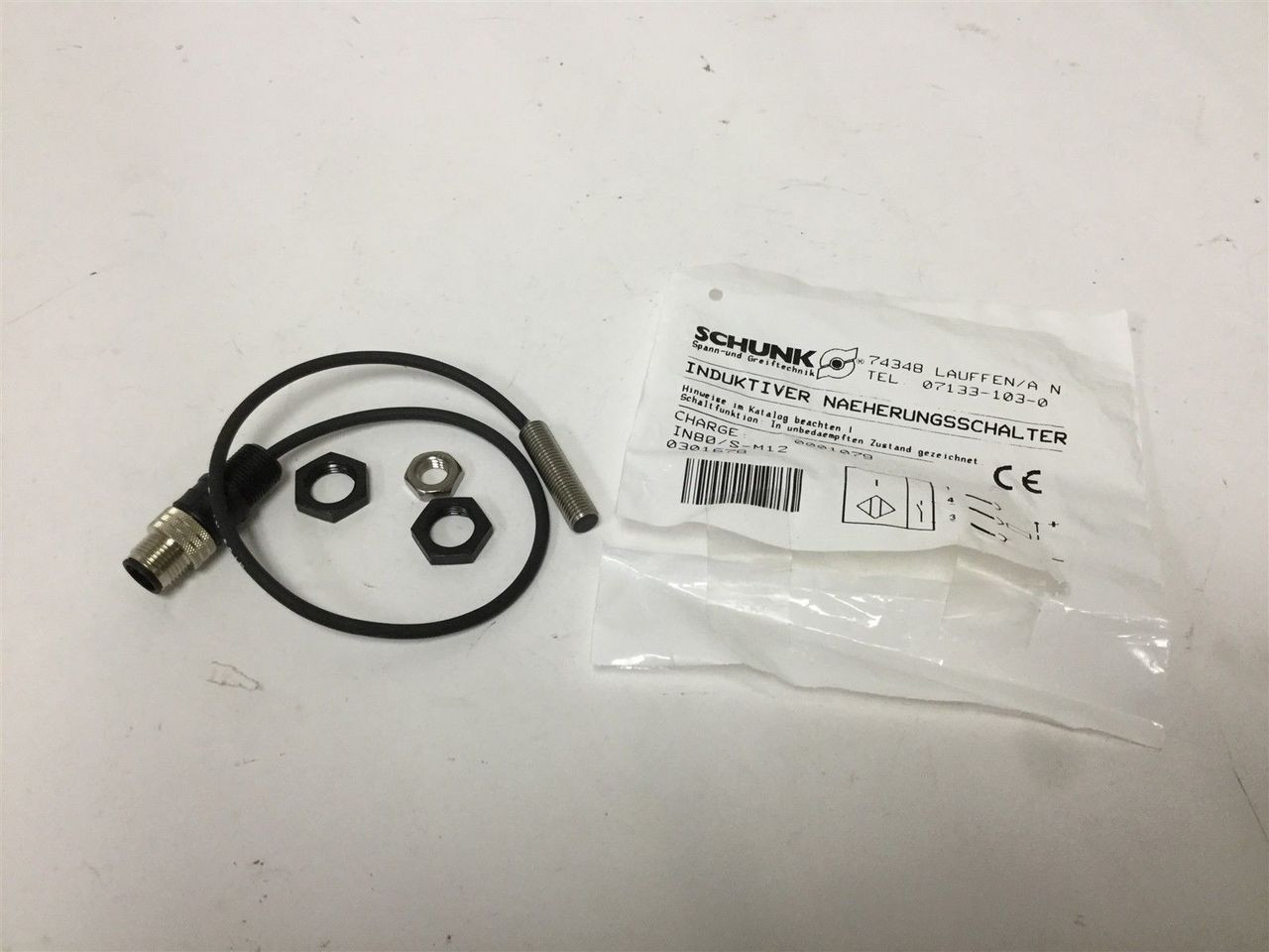 New Schunk IN 80/S-M12 Inductive Proximity Sensor, Range: 1.5mm, 10-24VDC