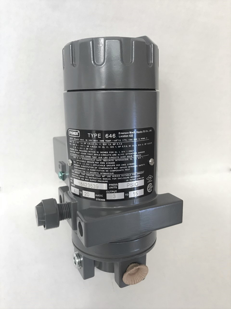 Buy - Fisher 646 Electro Pneumatic Transducer Type 646 with mounting ...