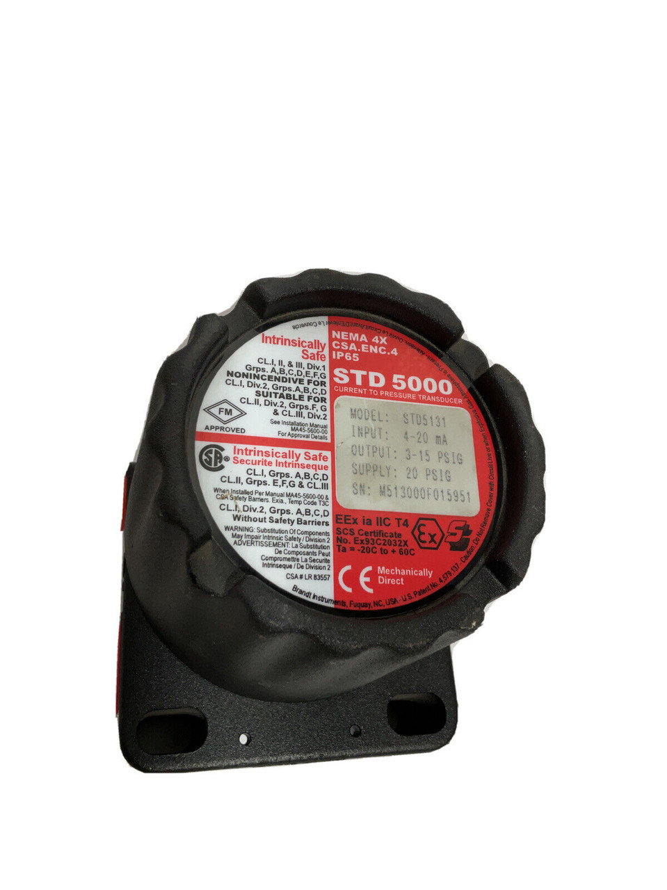 Brandt Current-to-Pressure Transducer STD5131 - SPW Industrial