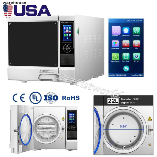 New 22L Dental Autoclave Steam Sterilizer Medical Class B Sterilizer with