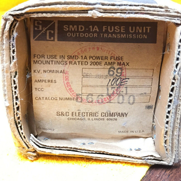NEW S & C ELECTRIC 100E AMP 69 KV FUSE SMD-1A UNIT CAT # 566100 - SPW ...