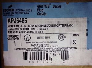 Crouse Hinds Arktite Ma Plug Apj6485 60 Amp Grounded Body 3W4P For Haz ...