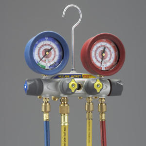 Yellow Jacket 46013 BRUTE II 4 Valve Manifold Gauges 60 Ball Valve ...