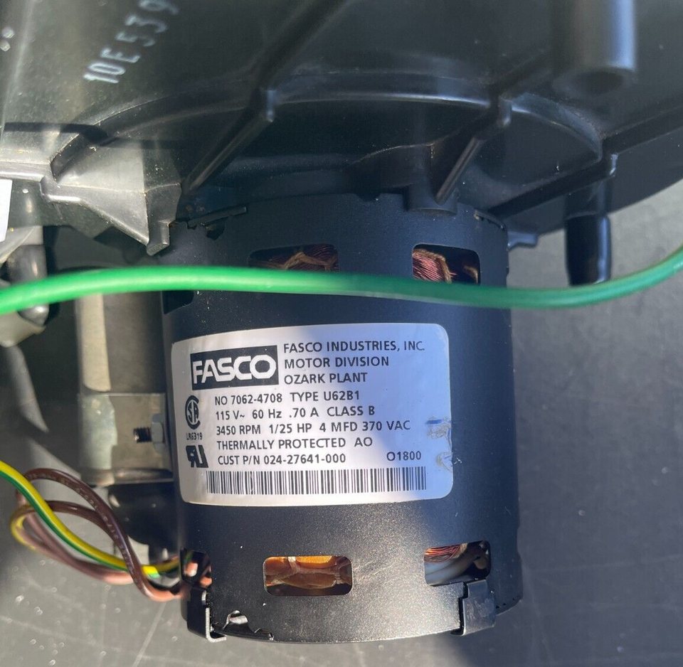 Fasco U62B1 115 V 60Hz.70 A CLASSB 3450 RPM 1/25 HP Model A370 Blower Motor