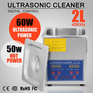2L ULTRASONIC CLEANER CLEANING DIGITAL CONTROL 110W HEATED STAINLESS ...