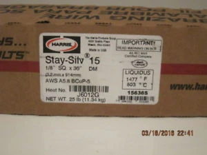 Harris Stay-Silv-15 1/8 Sq X 36 25 Pound Box Factory Sealed-New