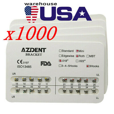 1000X Dental Ortho Mini Roth Slot.018 Hooks 3 Brackets Braces Ups - SPW ...