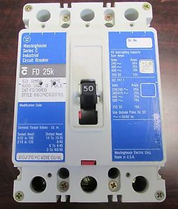 Westinghouse Industrial Circuit Breaker Fd3050 600Vac - SPW Industrial