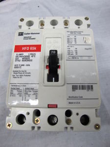 Cutler Hammer Hfd3070 3 Pole 70 Amp 600 Volt Circuit Breaker - SPW ...