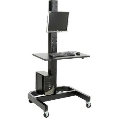 Orbit Mobile Computer Cart with VESA Mount and Power Outlets, Black ...
