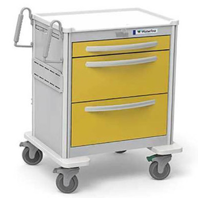 Waterloo Healthcare 3-Drawer Aluminum Short Isolation Cart, Lever Lock ...