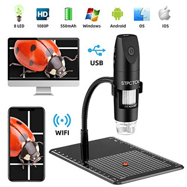 STPCTOU Wireless Digital Microscope USB 50X-1000X 2MP 1080P Handheld ...