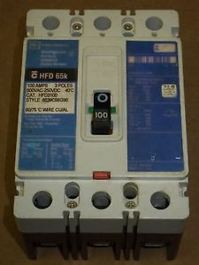 Cutler Hammer Hfd 65K 3 Pole 100 Amp 600V Hfd3100 Circuit Breaker Faded ...