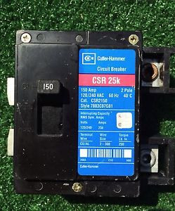 CUTLER HAMMER CSR2150N MAIN CIRCUIT BREAKER 2 POLE 150A 25K AIC @ 240 ...