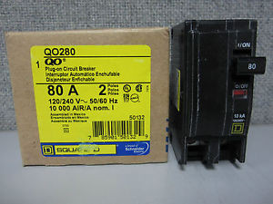 Square D Qo280 Plug-On Circuit-Breaker 80Amp 2 Poles New, 98F-1 - SPW ...