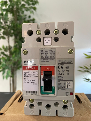 Eaton E125H Industrial Circuit Breaker 30 Amps 3-Poles CAT EGH3030FFG ...
