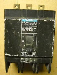 Siemens Bqd3100 3 Pole 100 Amp 480Y/277 Circuit Breaker, Used In Good ...
