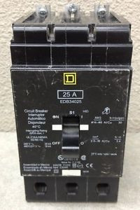 Square D Edb34025 3 Pole 25 Amp 480 Volt Bolt-On Circuit Breaker - SPW ...