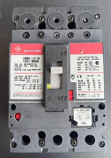 GE SELA36AT0100 Spectra Circuit Breaker RMS 3 Pole 600v Warranty 70a ...