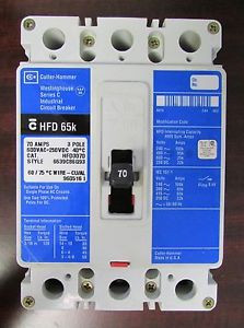 Cutler Hammer Westinghouse Industrial Circuit Breaker Hfd3070 600Vac ...