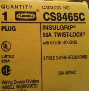 NEW HUBBELL CS8465C 50-Amp TWIST LOCK PLUG 2P 3W 480Vac 480V NIB - SPW ...